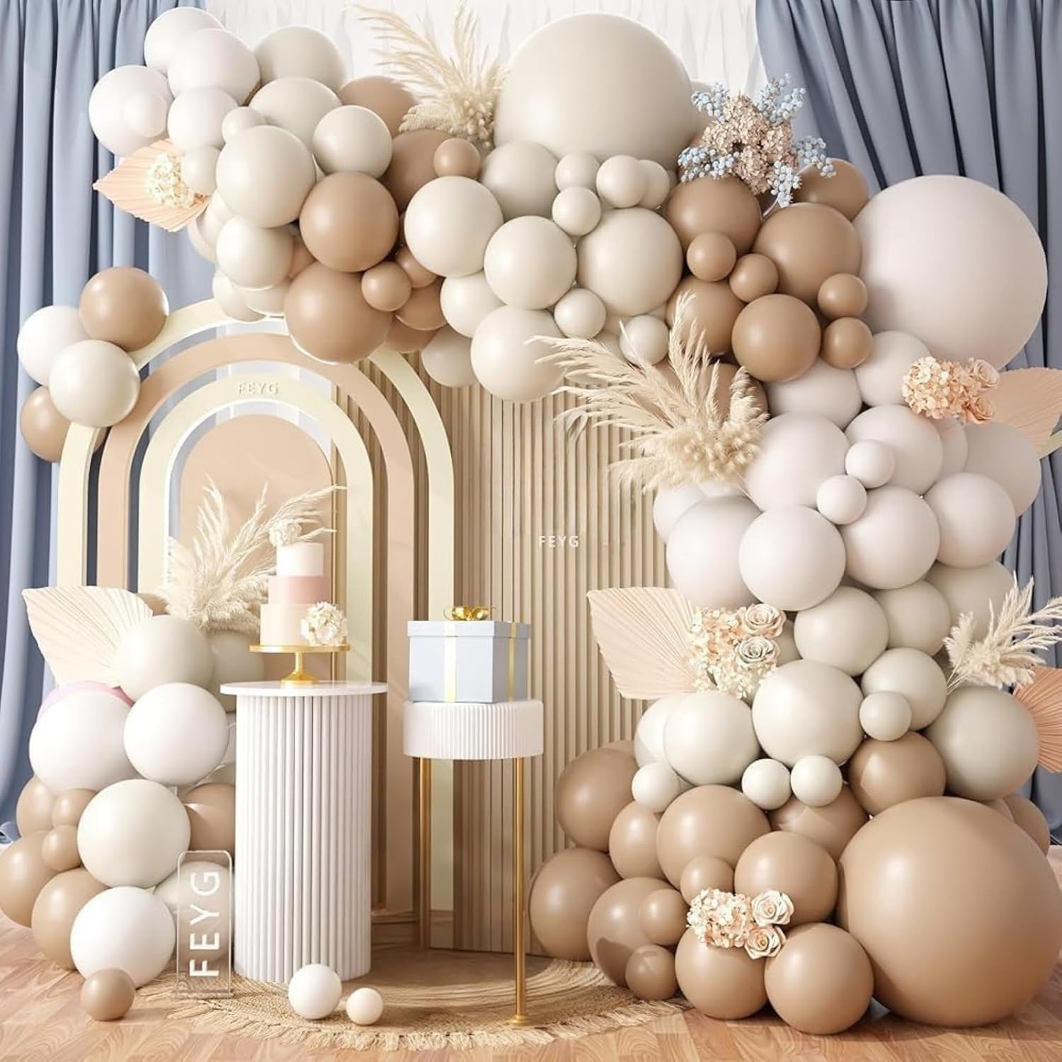 Amazon.com: Netural Balloon Garland Arch Kit, Double Stuffed Beige ...