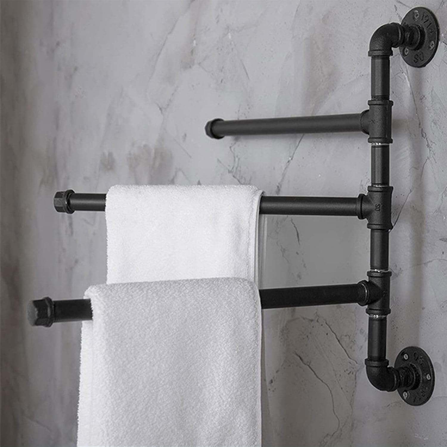 Amazon.com: Swivel Towel Rail Towel Bar Wall Mounted Towel Holder 3 Arm ...