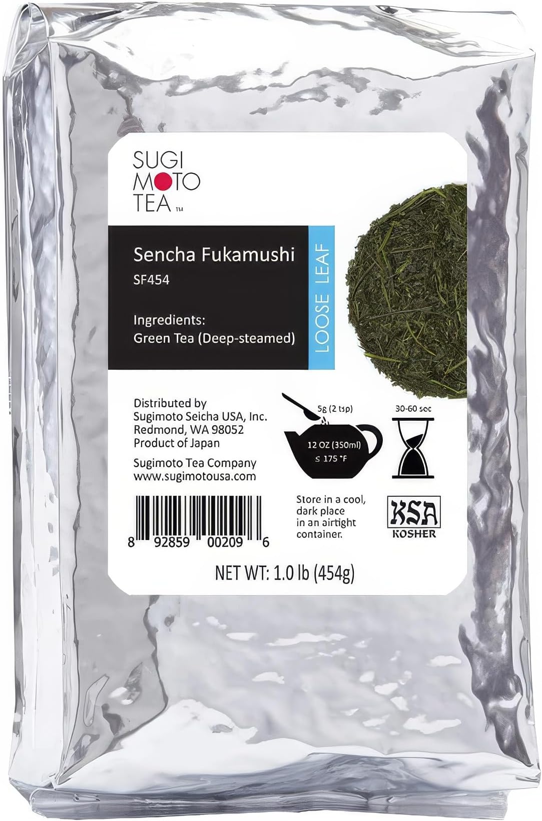 Amazon.com: SUGIMOTO TEA Japanese Sencha Green Tea Leaf Bulk 1.0 lb ...