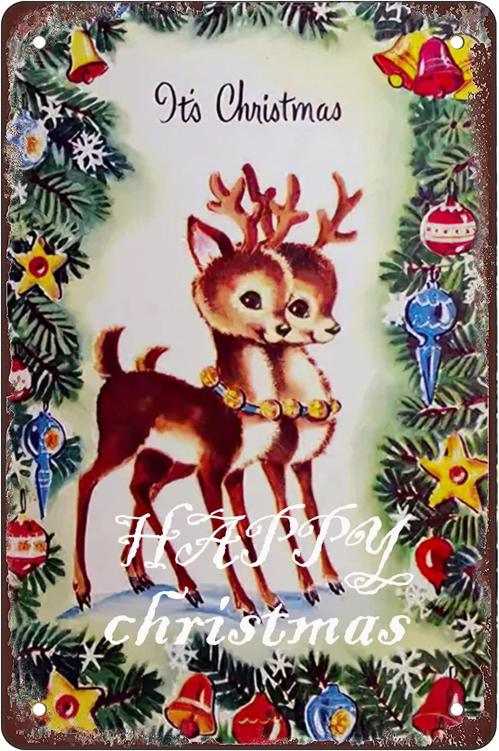 Amazon.com: Retro Xmas Tin Signs Vintage Metal Decor Plaque Retro ...