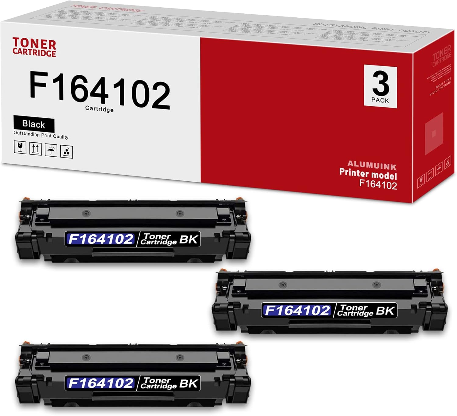 Amazon.com: F164102 3 Black Toner Cartridge, AK Compatible Toner ...