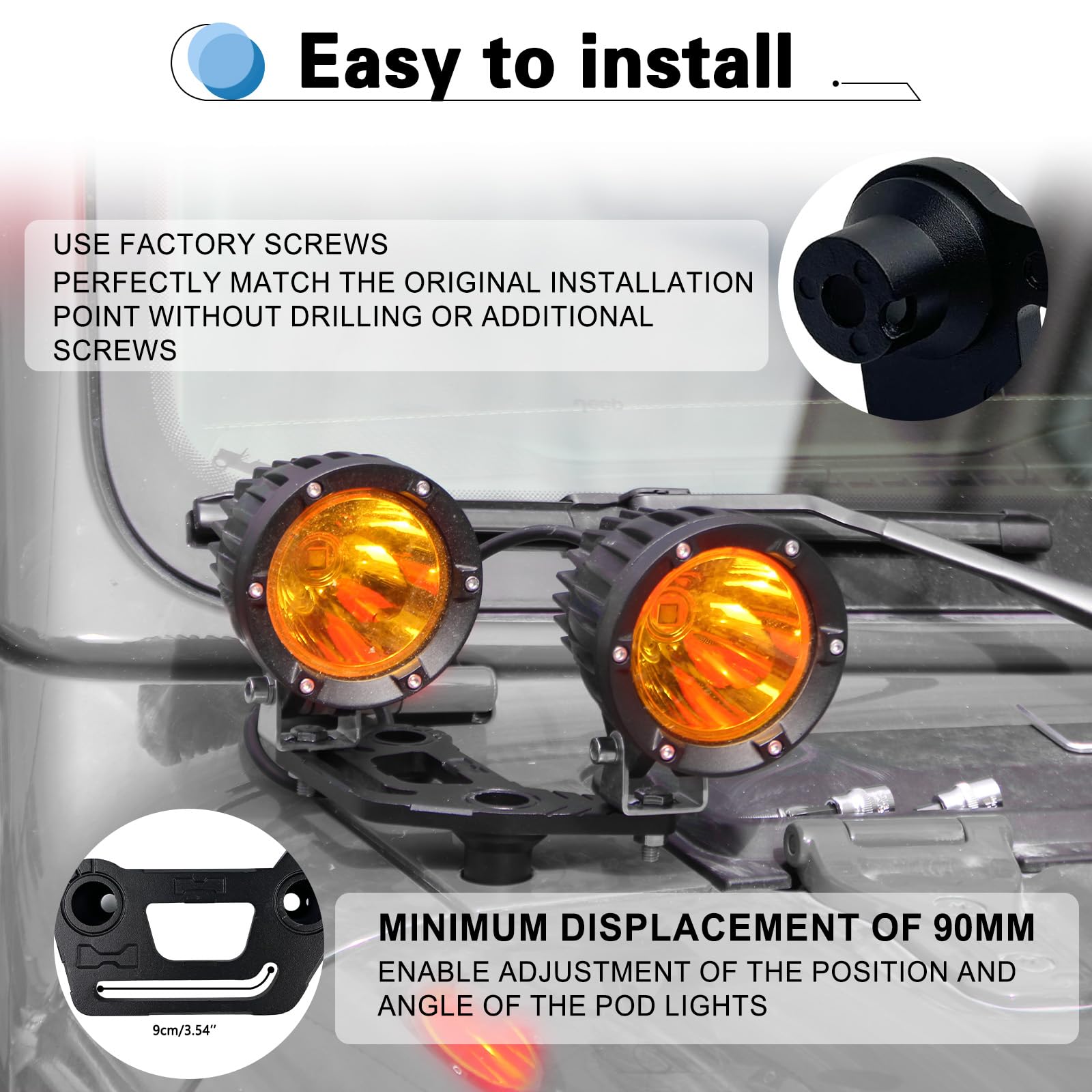 Snapklik.com : KMFCDAE Cowl Mount Dual Light Bracket For Jeep JL Pillar ...