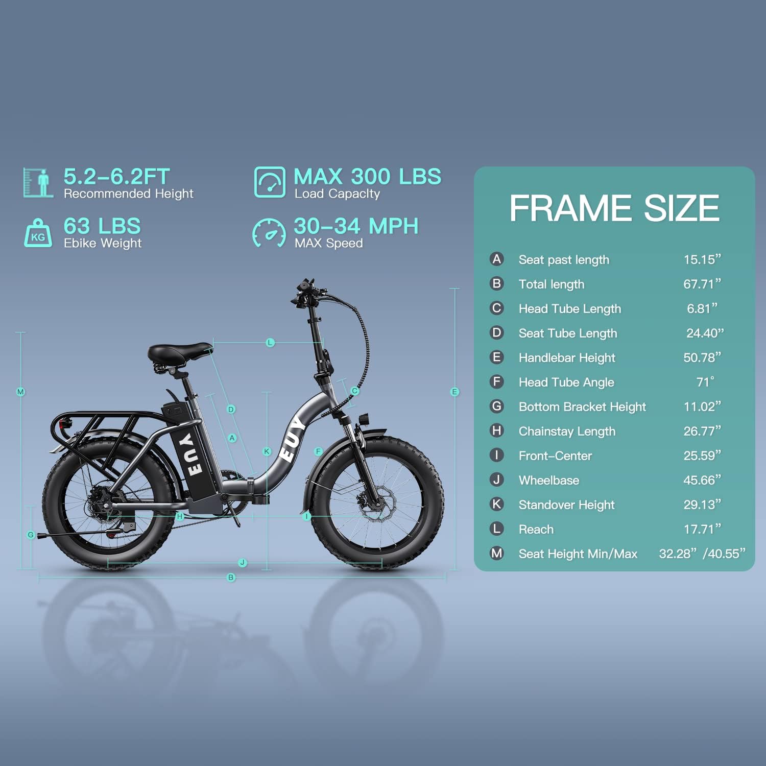 Buy EUY Electric Bike for Adults 750W Motor 48V 16Ah Removable Battery ...