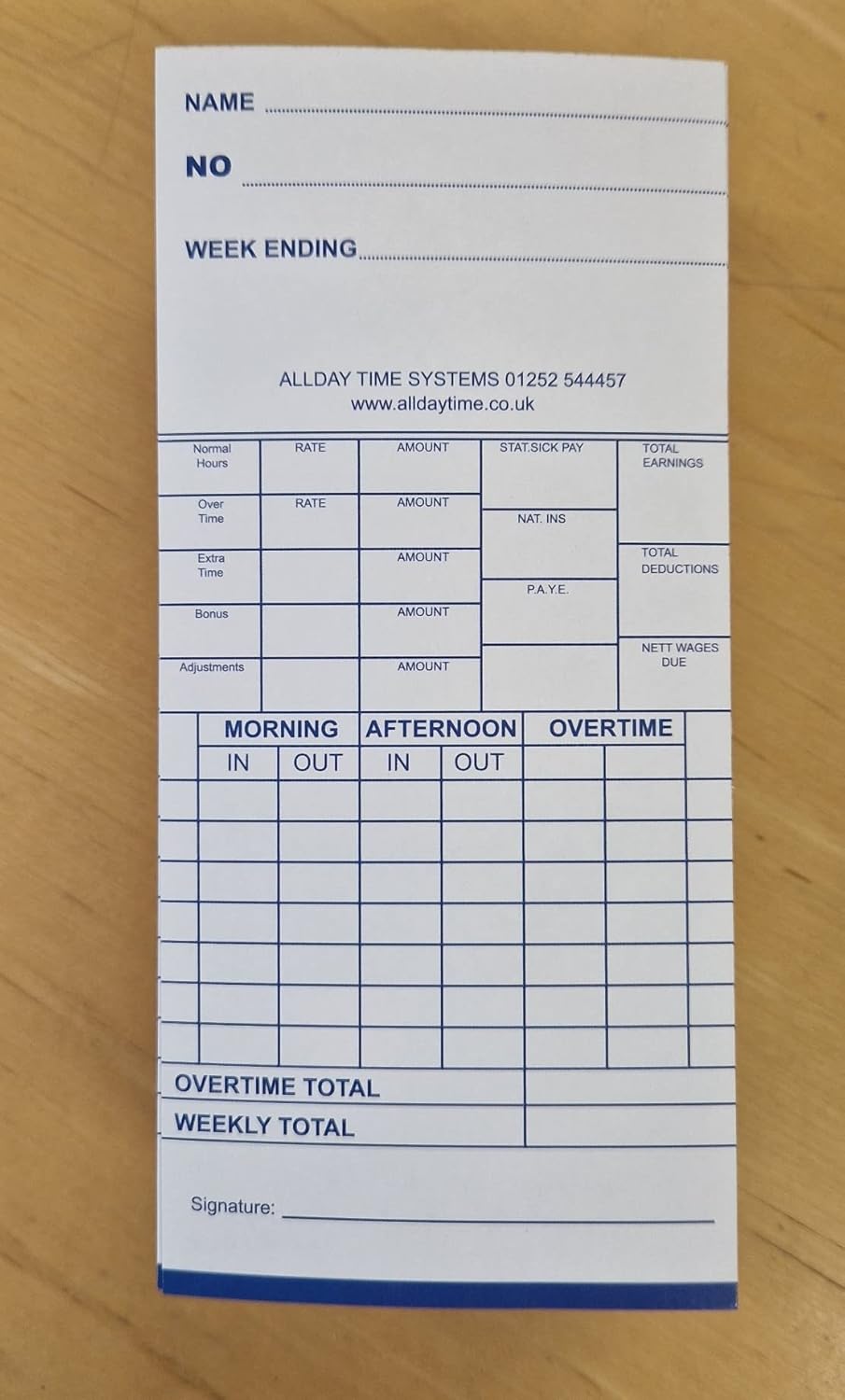 QuickClocks Weekly Clocking In Cards (Pack 1000 cards) for QuickClocks ...