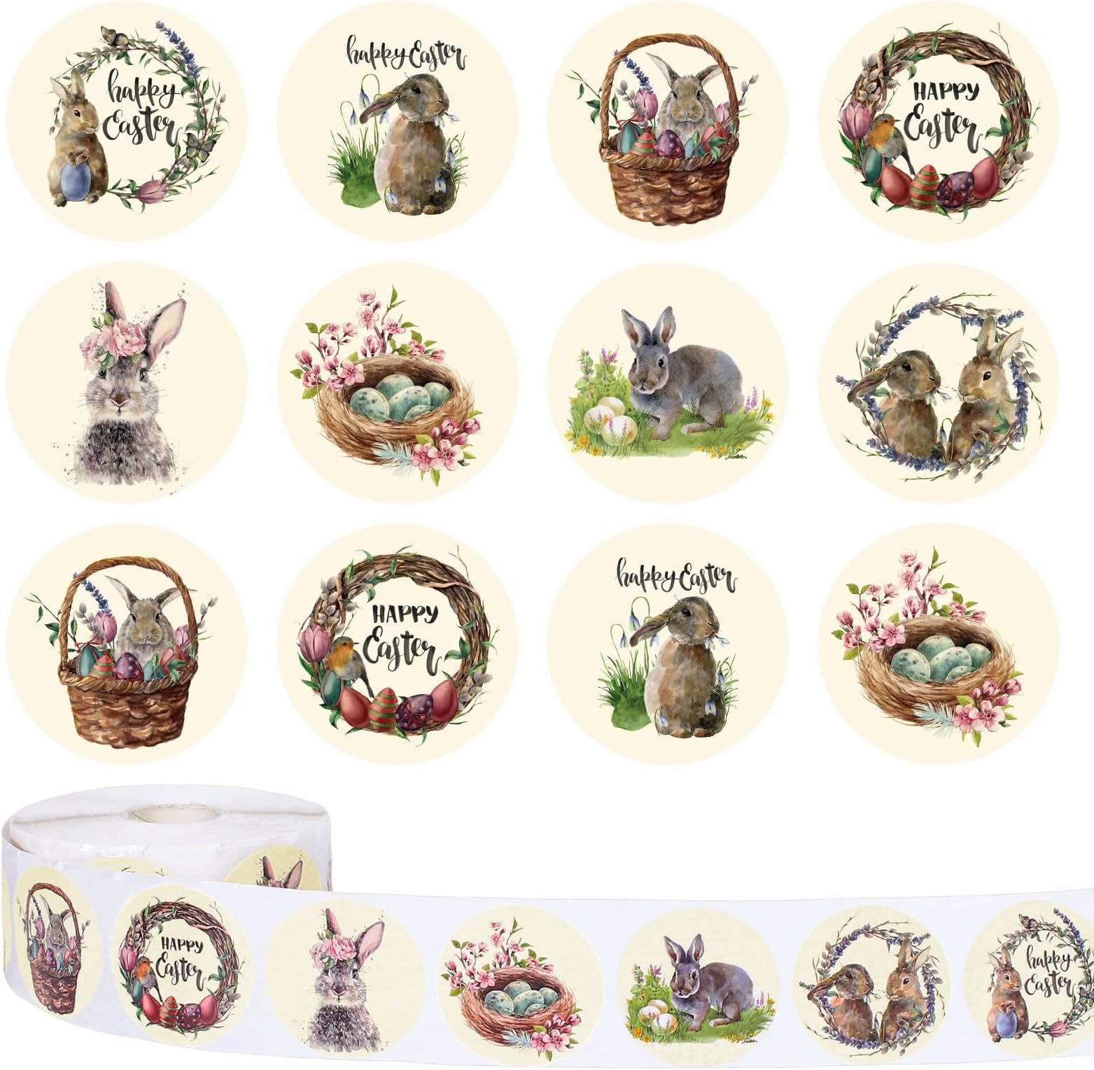Amazon.com: Adurself 500PCS Easter Round Stickers, 8 Designs Retro ...
