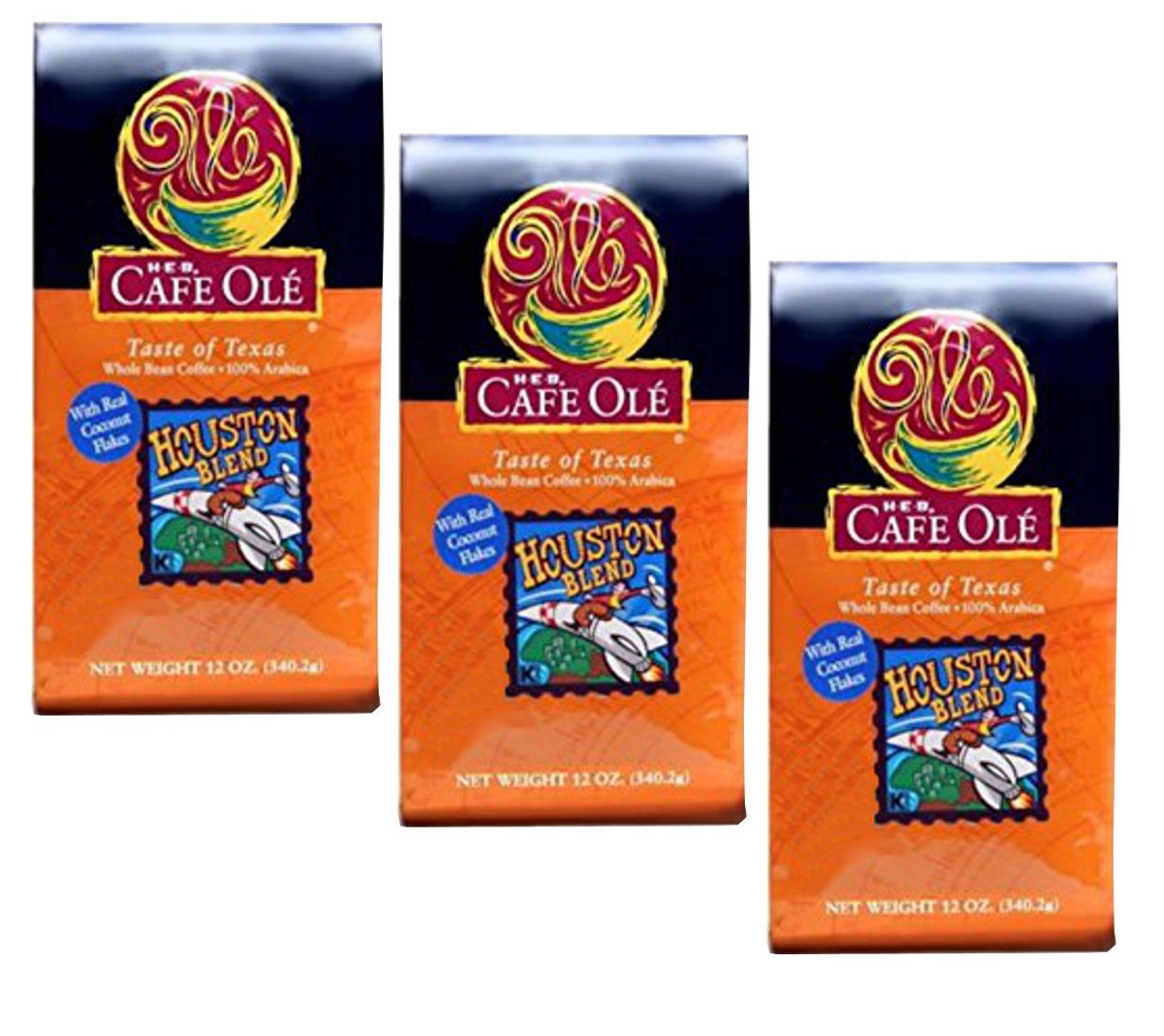 Amazon.com : HEB Cafe Ole Whole Bean Coffee 12oz Bag (Pack of 3 ...