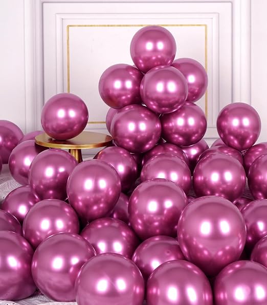 Amazon.com: AULE Metallic Hot Pink Balloons 5 inch 50 Pcs Hot Pink ...