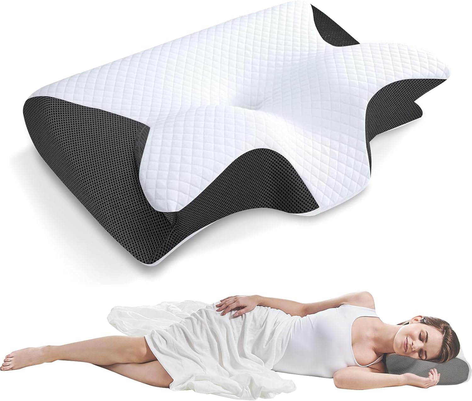 Pillow for Sleep Apnea—Orthopedic Deep Ergonomic Pillow for Neck and ...