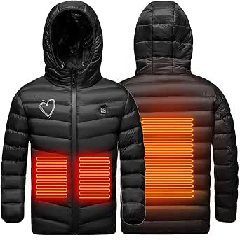 Amazon.com: Heated Down Jacket for Kids, Boys Girls Hooded Jackets 3 ...
