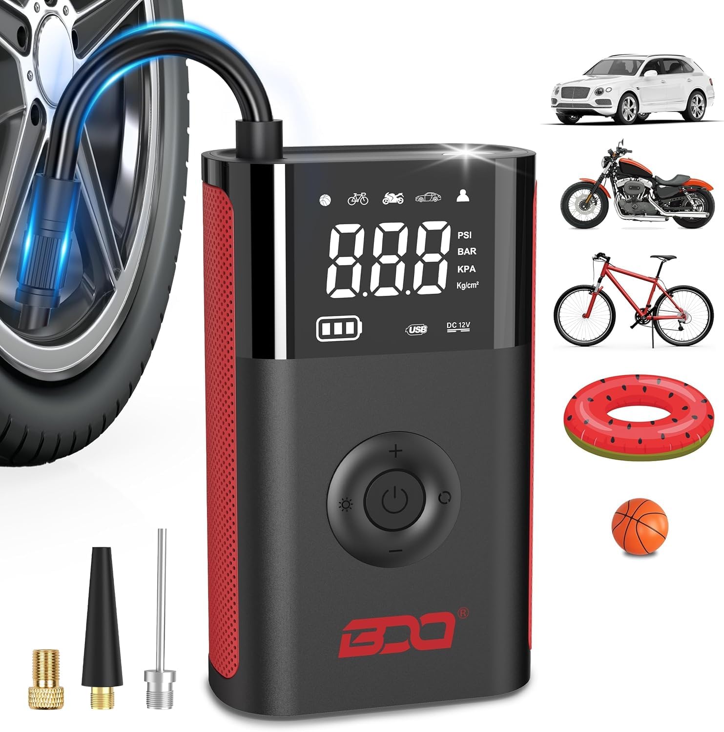 Cordless Tire Inflator Portable Air Compressor, 150 PSI Handheld ...