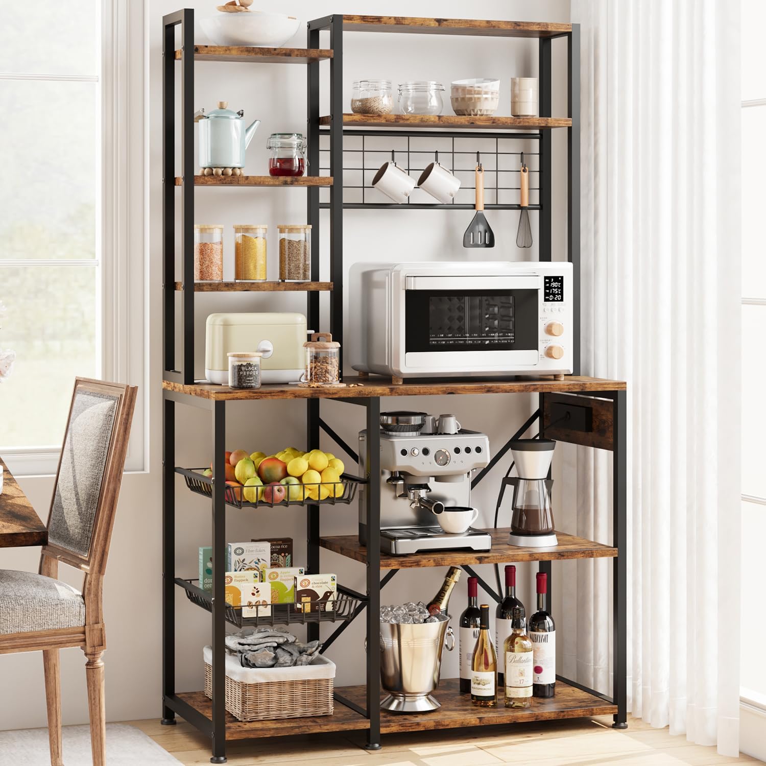 Amazon.com - GAOMON Bakers Rack with Power Outlet, Industrial Microwave ...