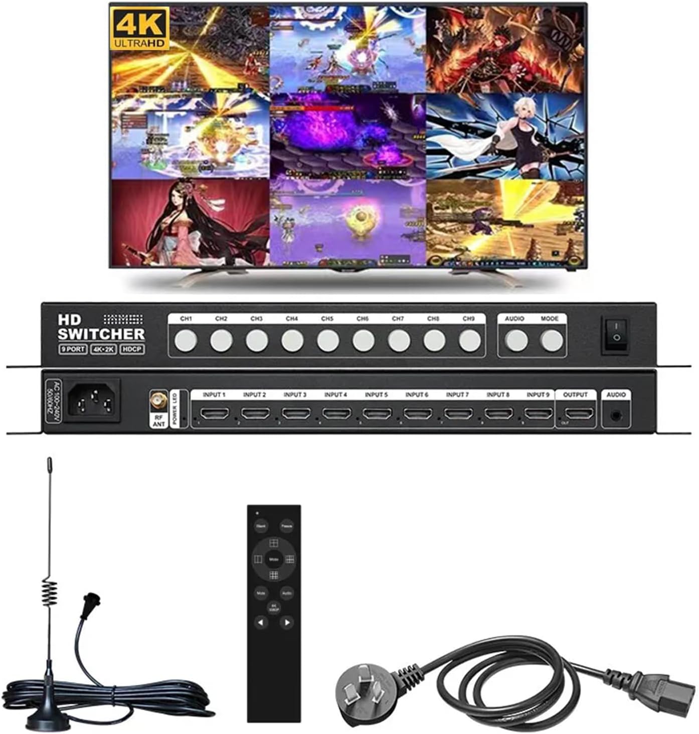 Amazon.com: DUOMEIZHONG 4K HDMI Multi-Viewer Switch 9x1, Quad Multi ...