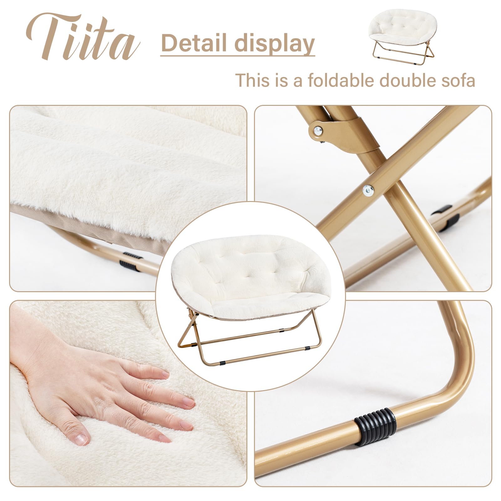 Snapklik.com : Comfy Double Chairs, Modern 2-Seat Folding Accent Lounge ...