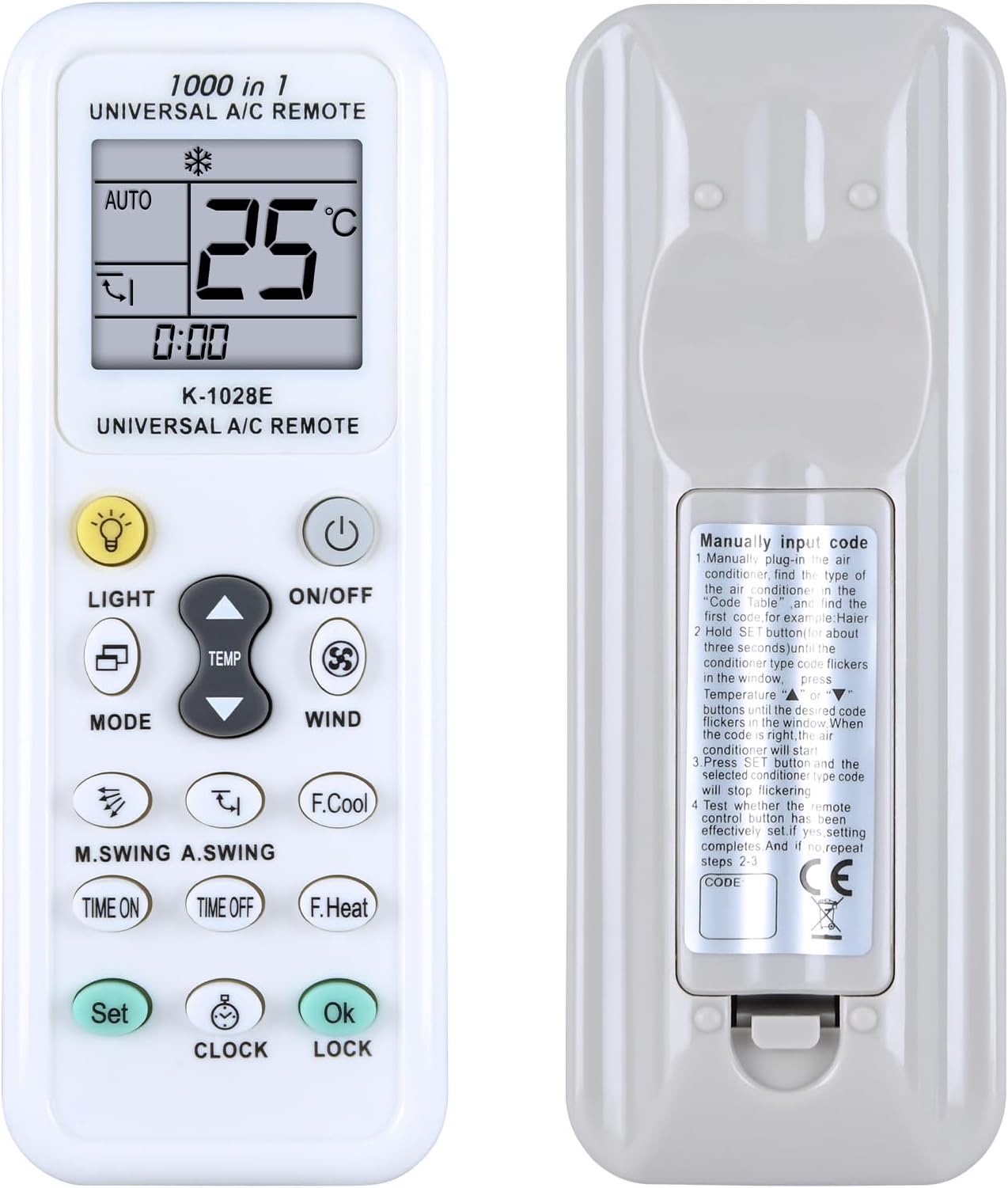 SIIVOOX Universal LCD Air Conditioner Remote Control 1000-in-1 ...