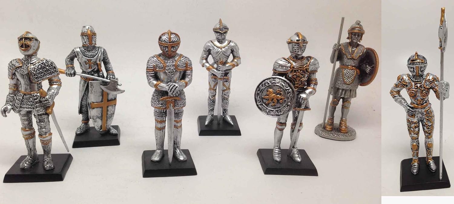 Amazon.com: SET OF 6 MEDIEVAL KNIGHT OF VALOR STATUE SUIT OF ARMOR DOLL ...