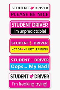 Amazon.com: 5-Pack Student Driver Magnets - 10 x 3.5 Inches Funny ...