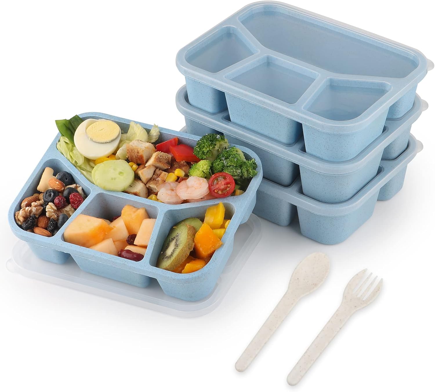 Amazon.com: 4 Compartments Lunch Containers for Kids Adult, 4 Pack ...