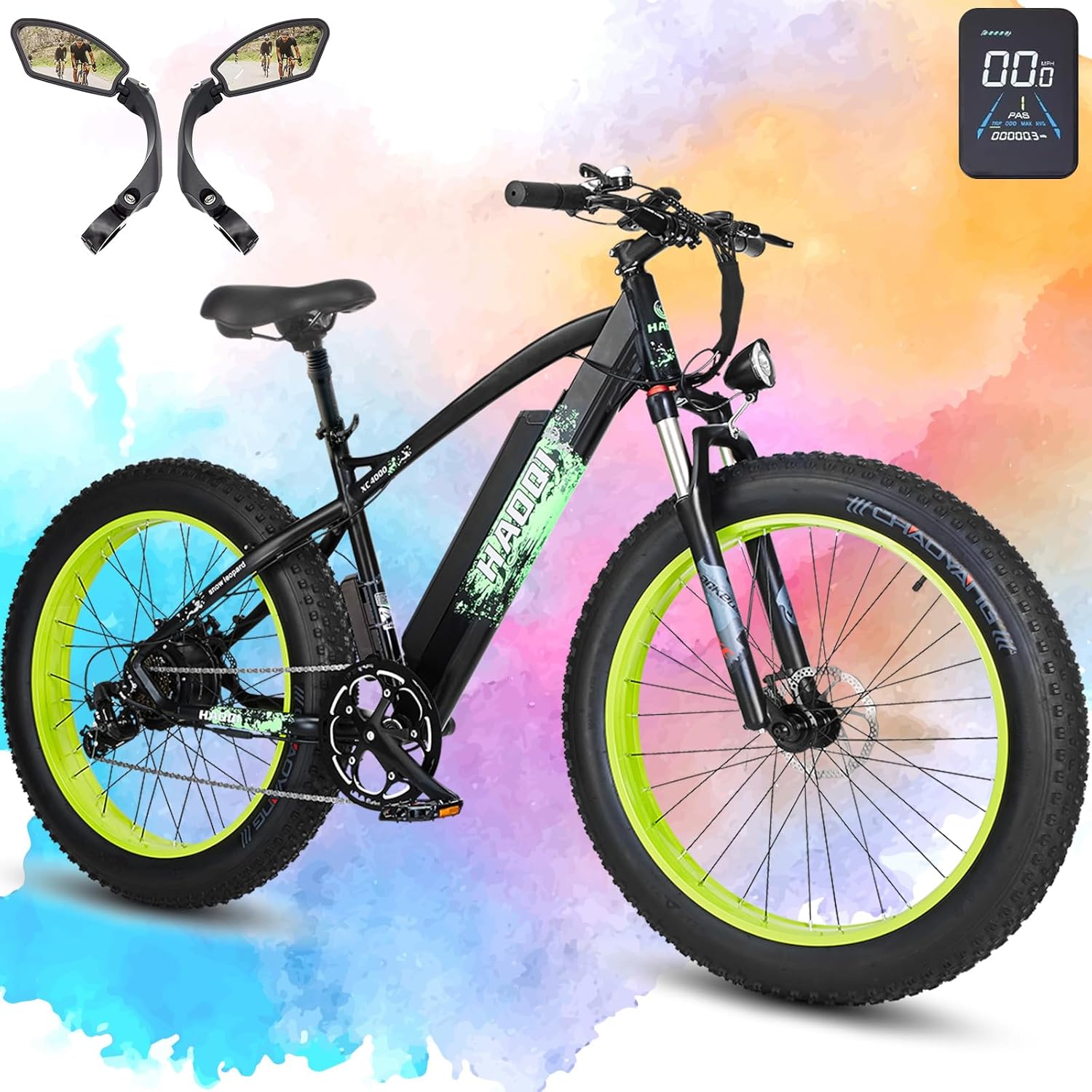 Amazon.com : HAOQI Leopard Pro Electric Bike for Adults, Peak 1000W Geared Hub Motor 48V 20AH ...