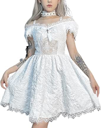 Amazon.com: Seyumixi Women Gothic Vintage Short Dress Goth Lolita Puffy ...