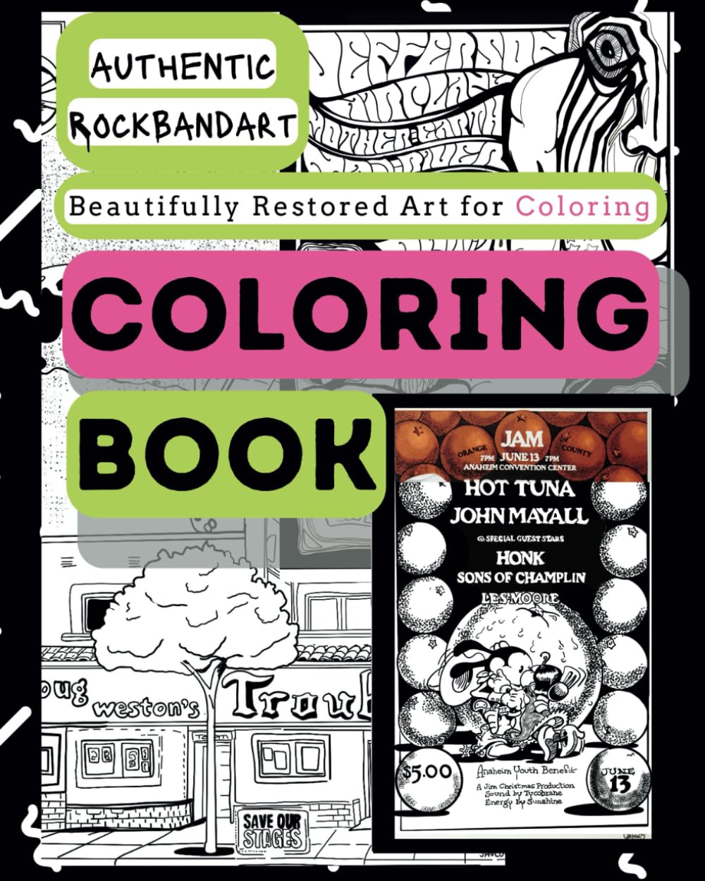 Amazon.com: Coloring Book of Beautifully Restored Authentic Rock Band ...