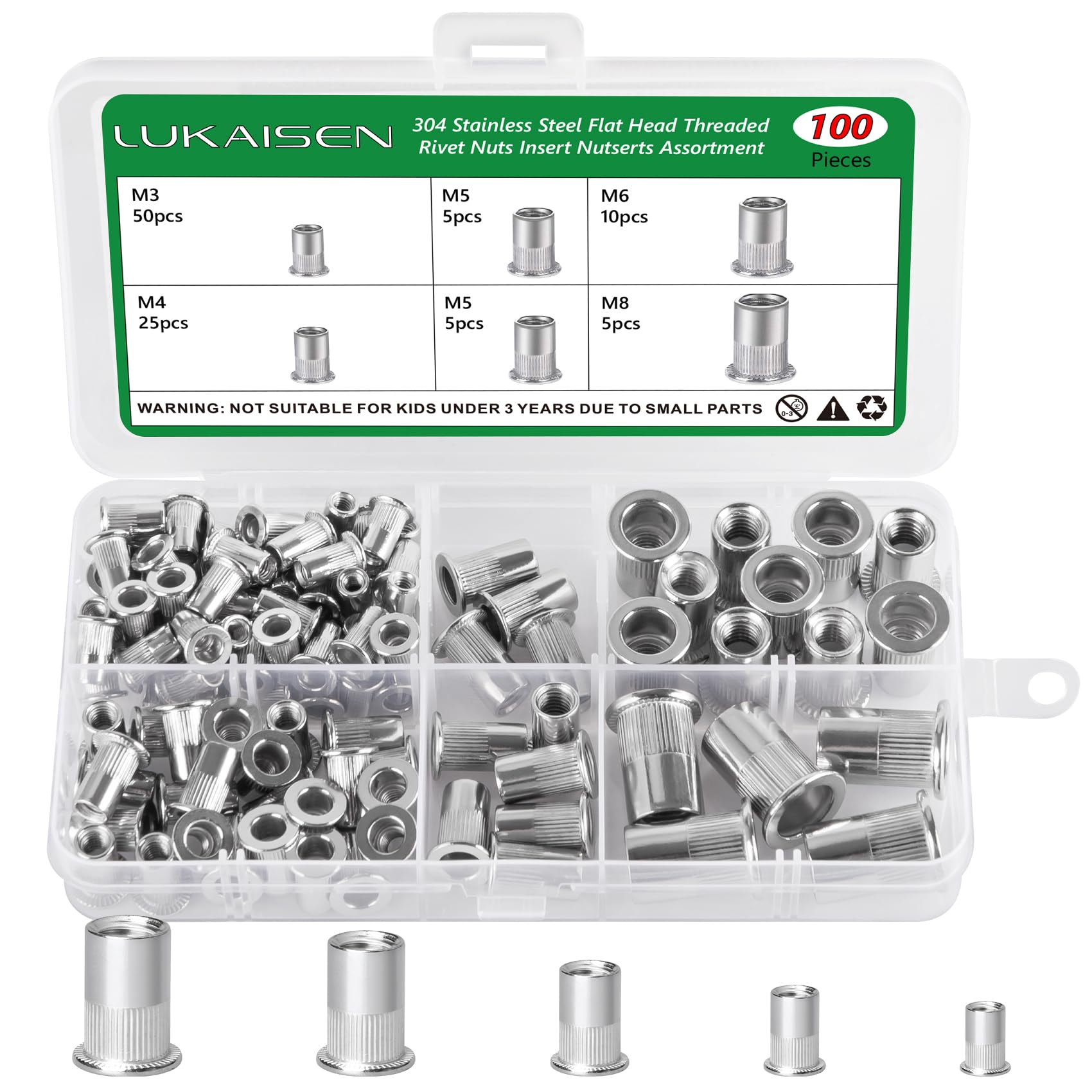 Snapklik.com : Rivet Nuts, 100 Pcs Metric Rivet Nut Kit, Rivet Nuts ...