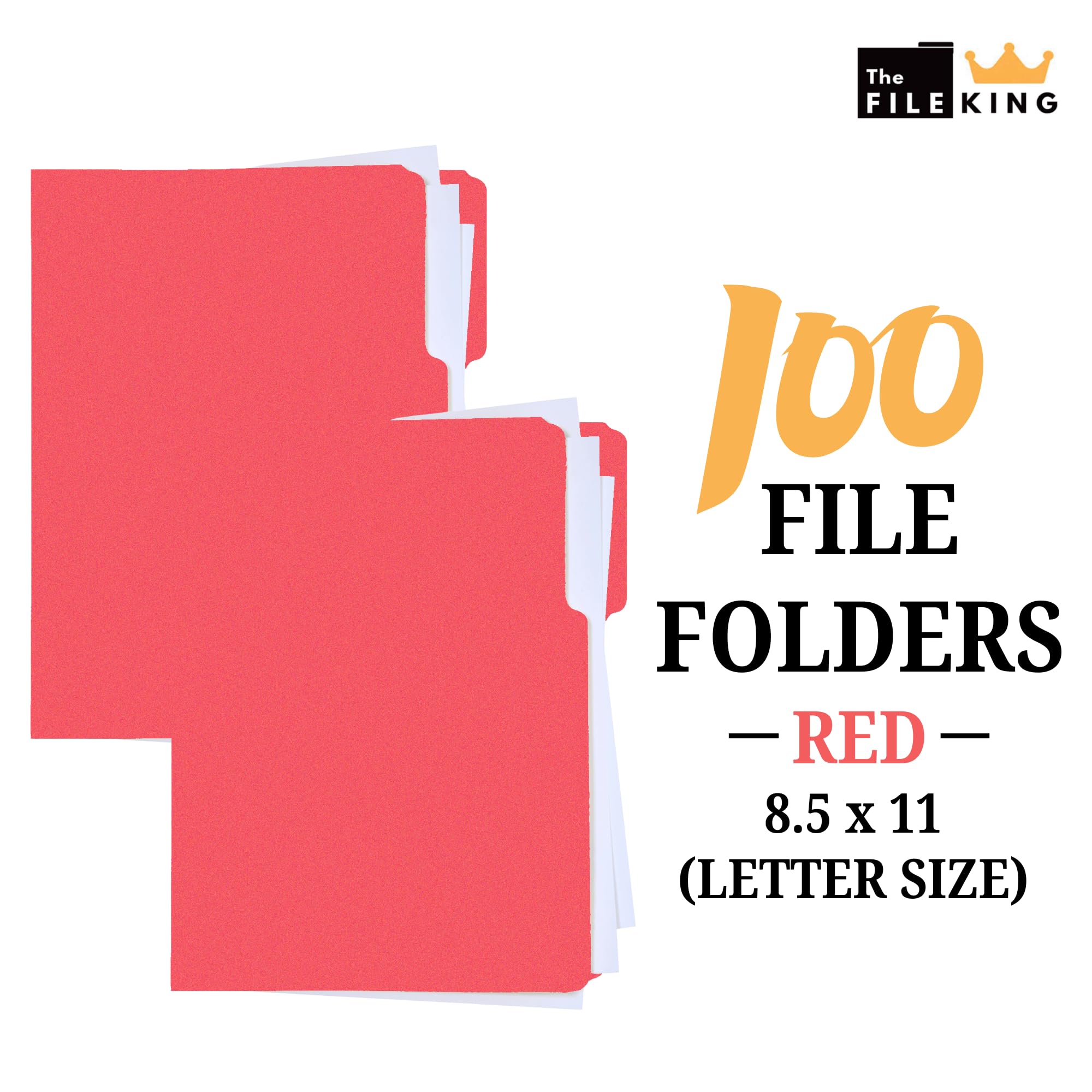 Snapklik.com : 1/3 Cut Red File Folders Letter Size - 100 Pack Colored ...