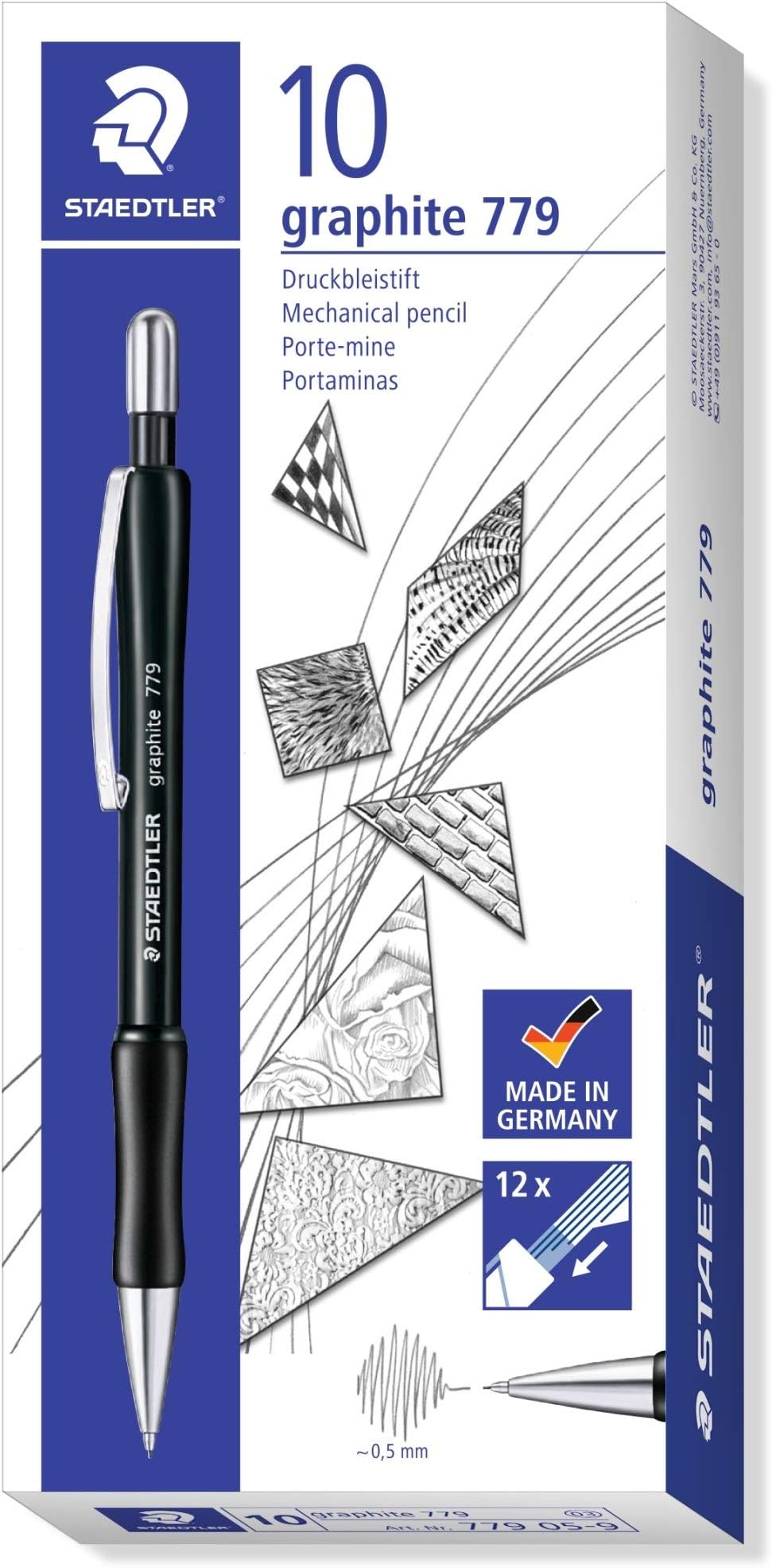 STAEDTLER 779 05 9 Mechanical Pencil Graphite B Filled with Refill ...