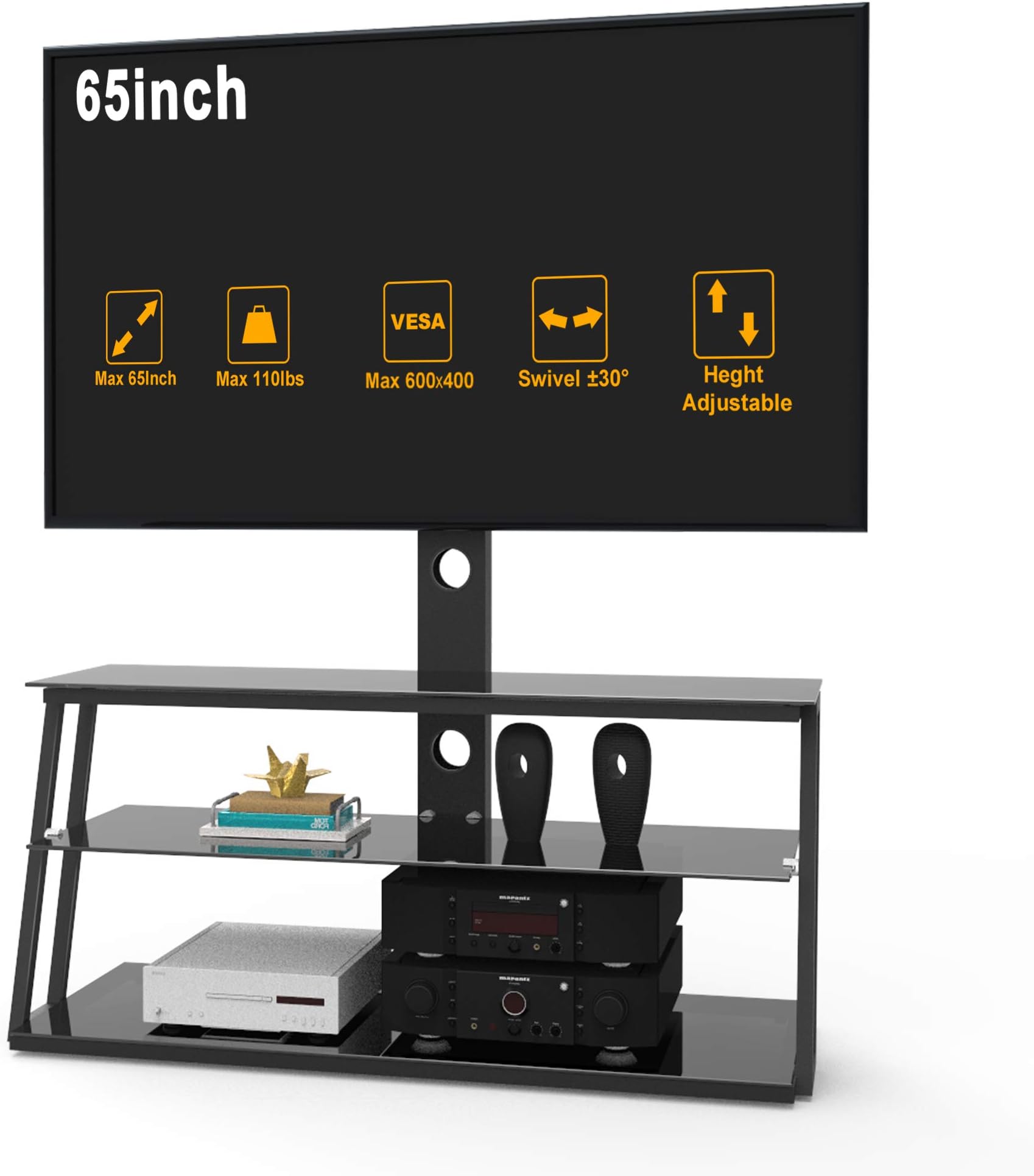 Amazon.com: TV Stand with Mount Height Adjustable Bracket Entertainment ...