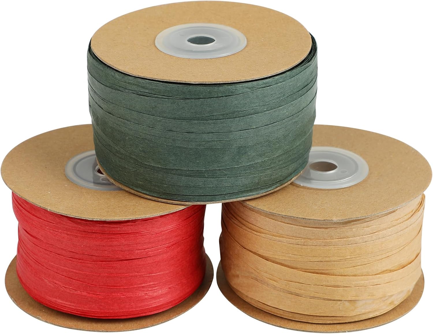 Amazon.com: FOIMAS 984ft Raffia Paper Ribbon,Red Green Brown Kraft ...