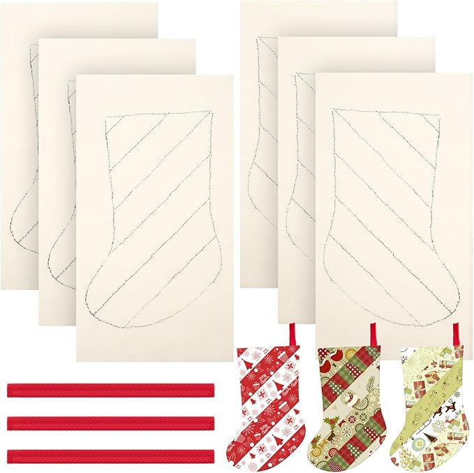 Amazon.com: Fullhawl 3 Pairs Christmas Striped Stocking Patterns for ...