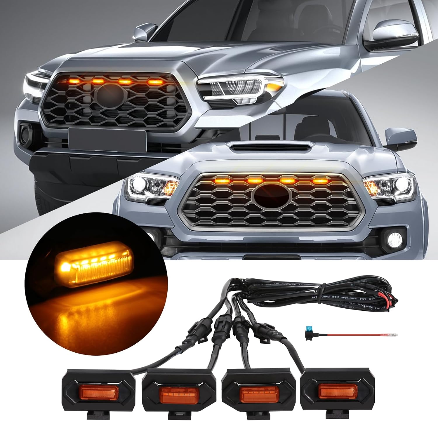 Amazon.com: FICOLPO 4 Pcs Grille Lights Compatible with Toyota Tacoma ...