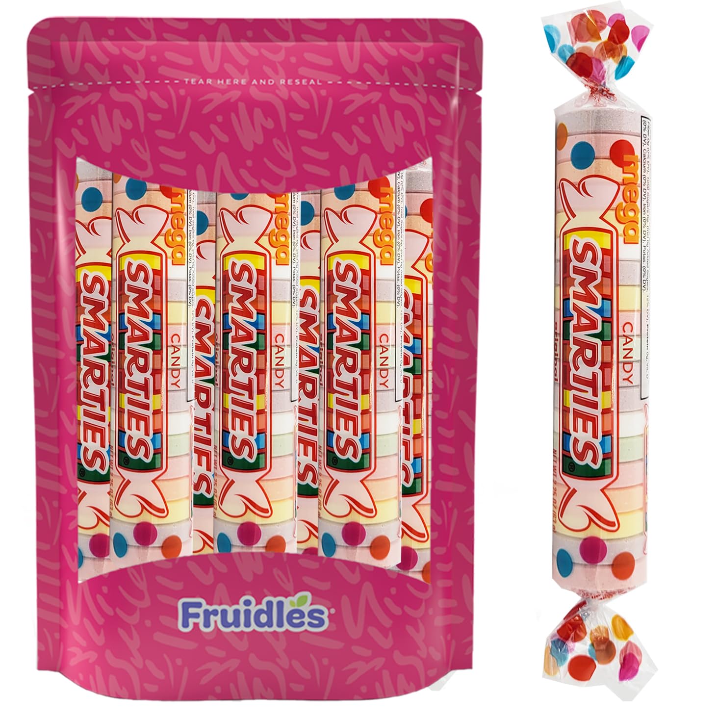 Amazon.com : Fruidles Mega Smarties Hard Candy Roll 2.25oz Rolls ...