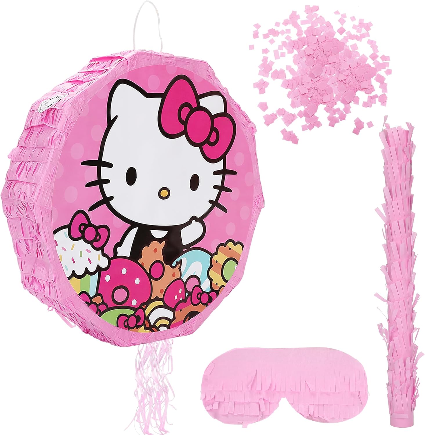 Amazon.com: 17.5IN Cat Pinata Large Pull String Pinata with Blindfold ...