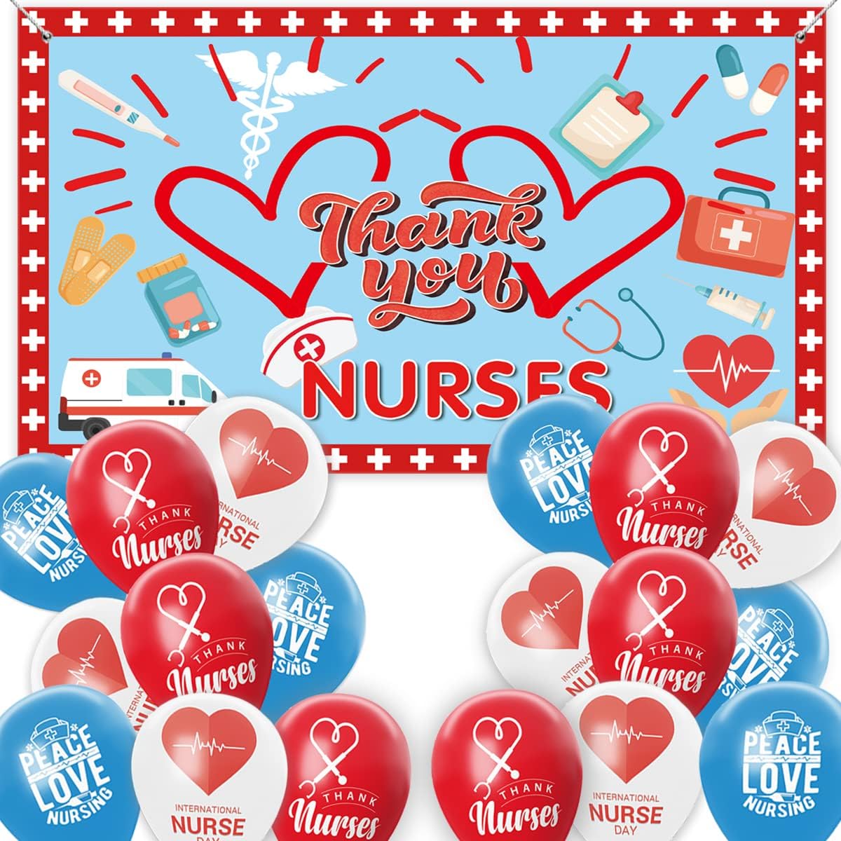 Amazon.com: Nurses Week Decorations Thank You Nurses Banner Decorations ...