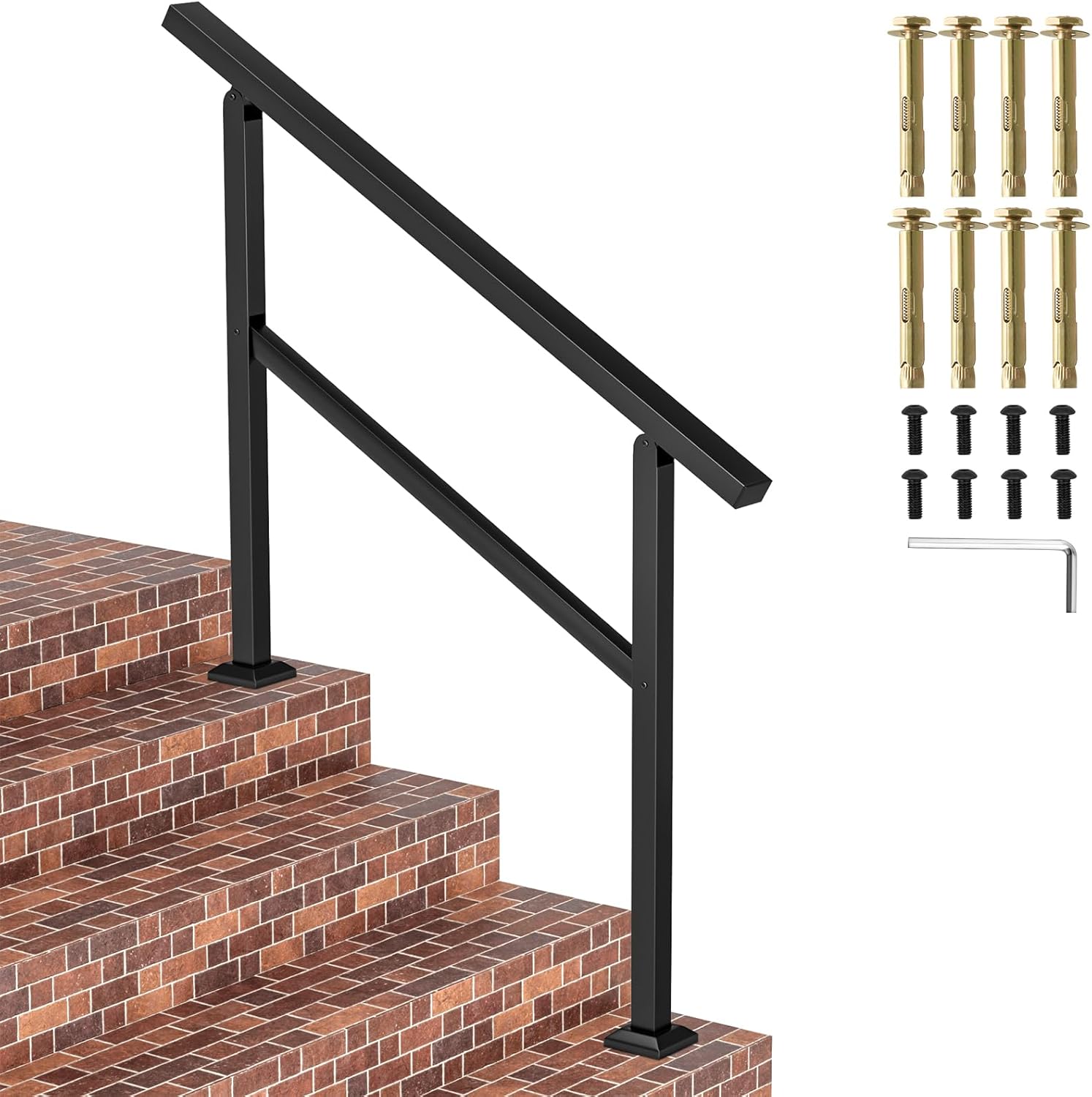 Aatrixkit Hand Rails for Outdoor Steps, 3 to 4 Steps Stair Porch Deck ...
