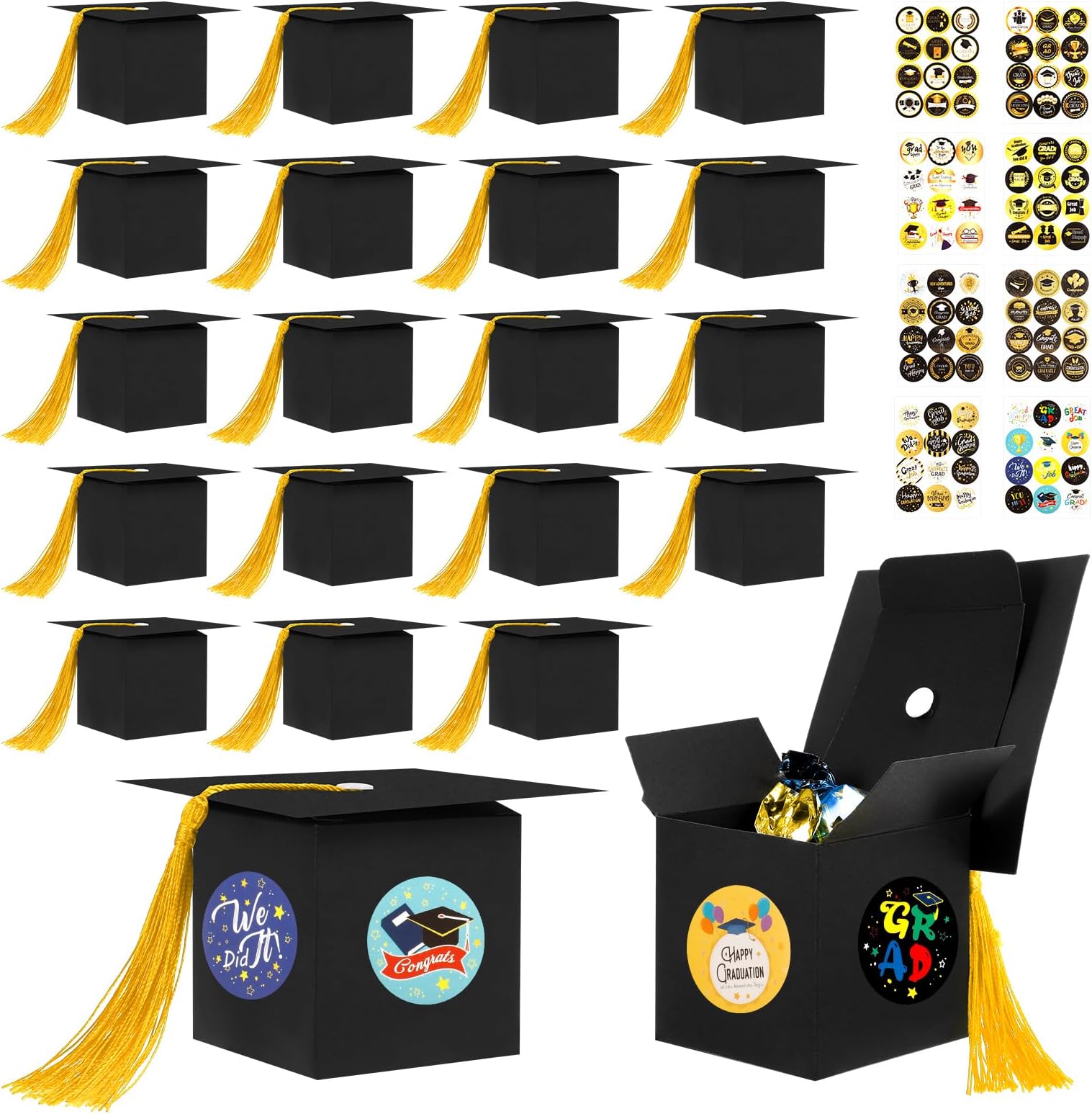 Amazon.com: GGSTDDUP Graduation Candy Boxes 50 Pcs Graduation Hat Box ...