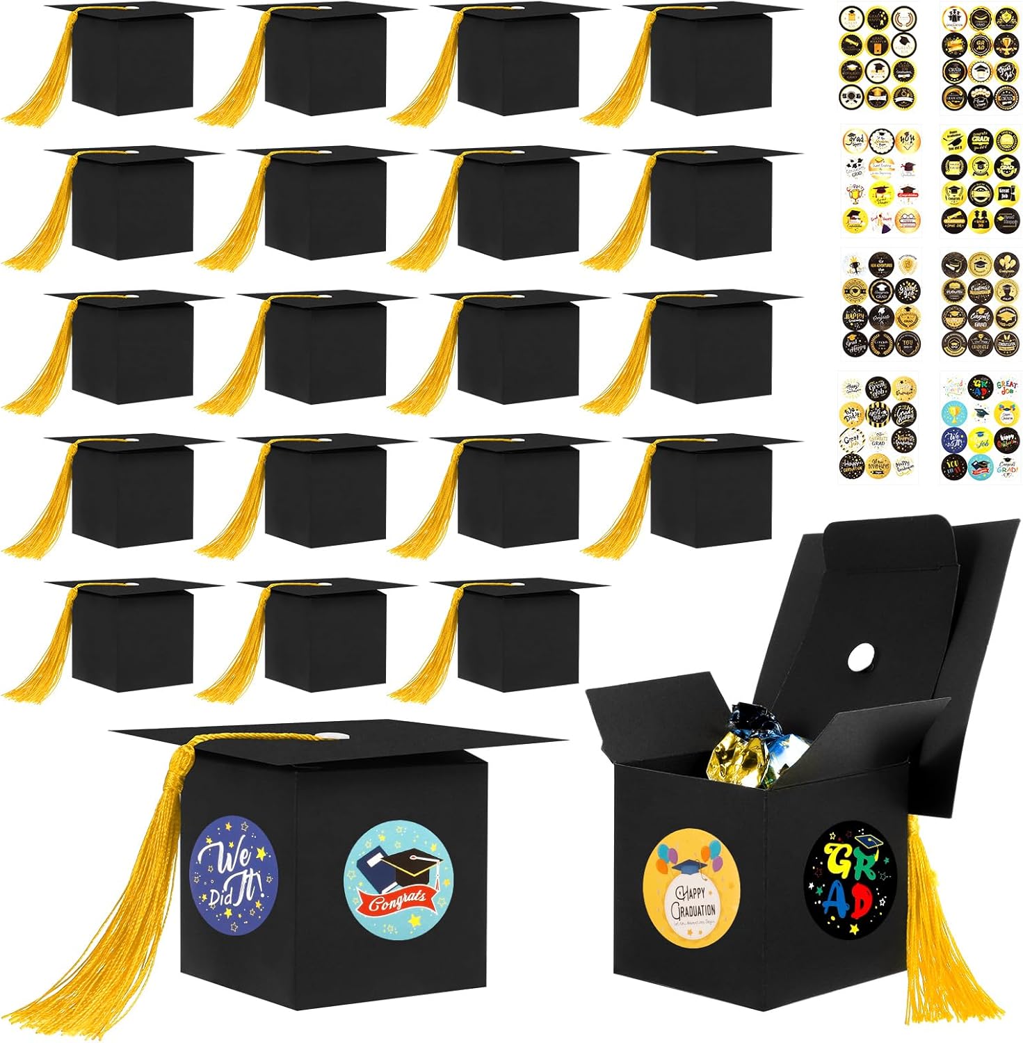 Amazon.com: GGSTDDUP Graduation Candy Boxes 50 Pcs Graduation Hat Box ...