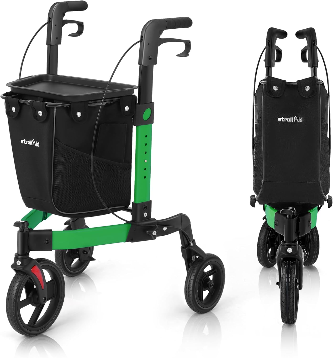 StrollAid 3 Wheel Walkers for Seniors, Foldable Rollator Walker with ...