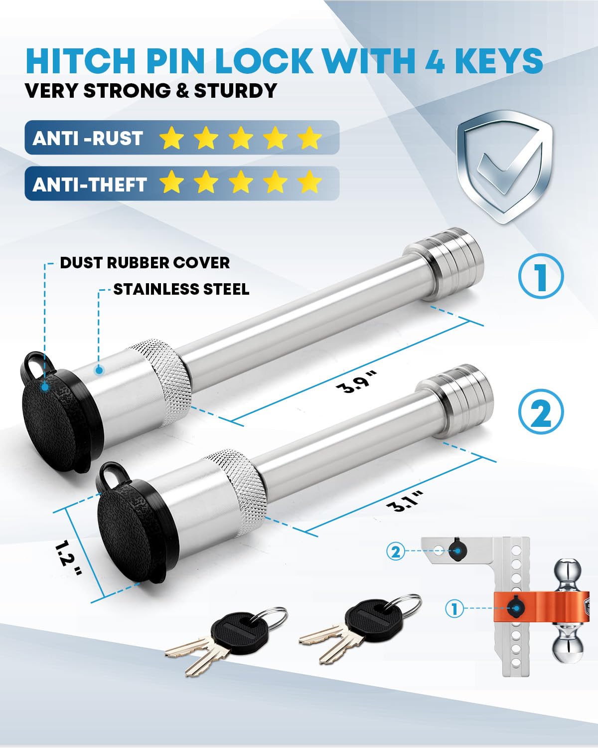 Snapklik.com : Kohree Adjustable Trailer Hitch Fit 2 Inch Receiver ...