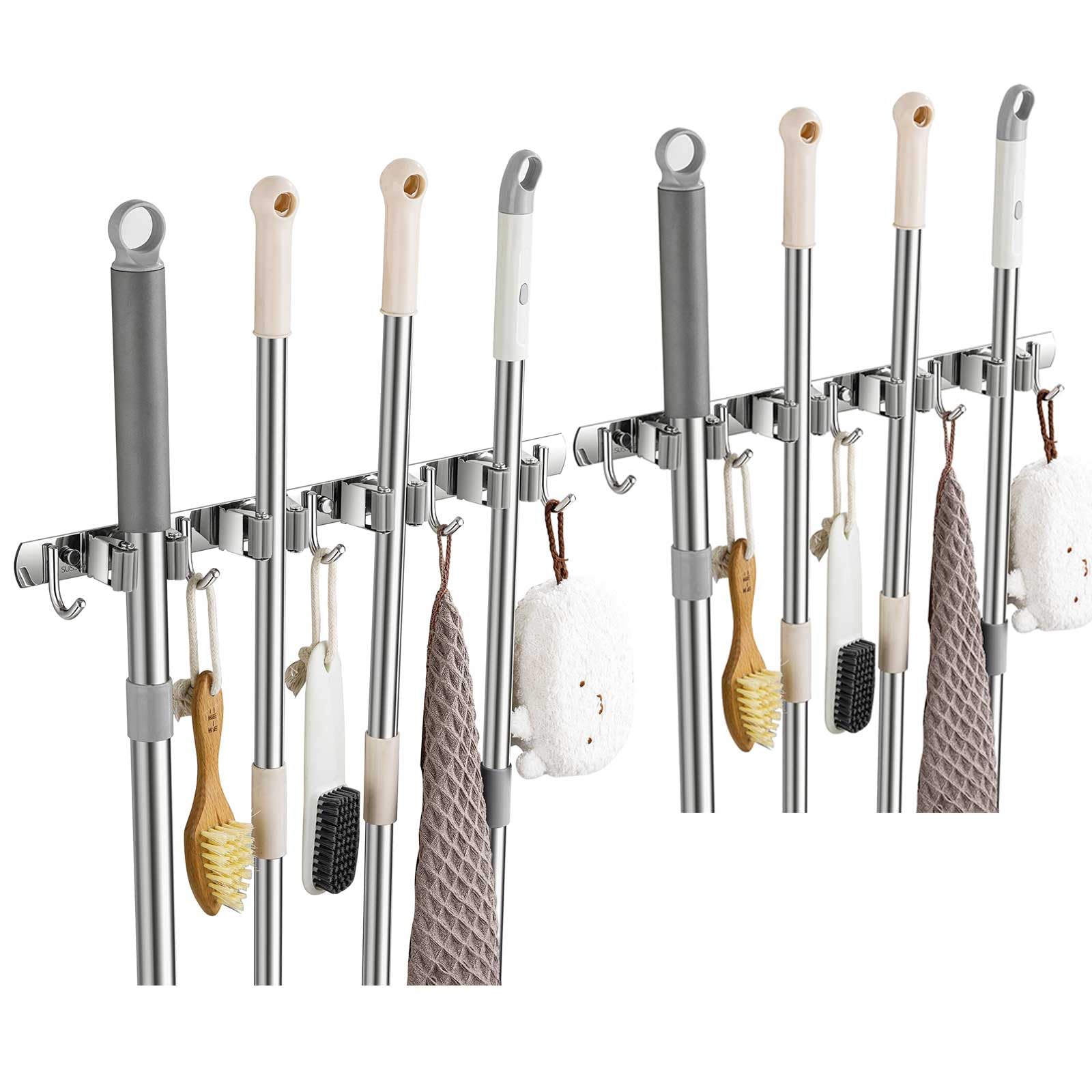 Amazon.com: TOPSKINOY 2 Pack Broom Holder Wall Mount, Stainless Steel ...