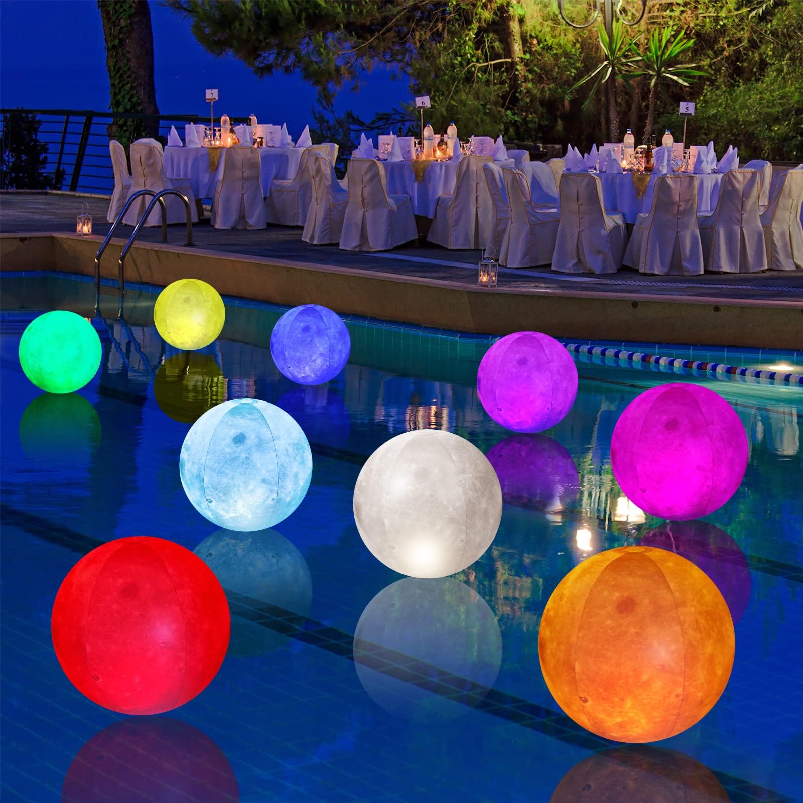Amazon.com: QOLNBY Floating Pool Lights, Pool Lights with 6 Dynamic ...