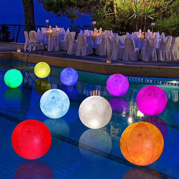 Amazon.com: Moon Floating Pool Lights Bulk Solar Rechargeable LED Pool ...