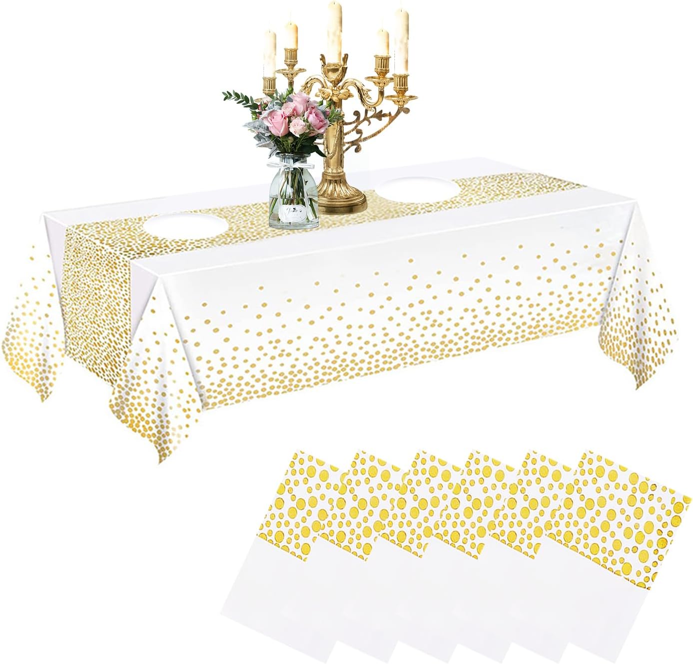 Tomtary 6Pcs Party Tablecloths Disposable Plastic White Table Cloth ...