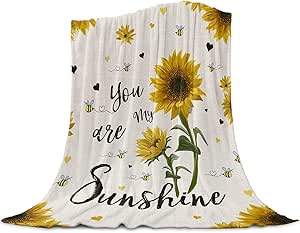 Amazon.com: Flannel Throw Blanket Farmhouse Rustic Sunflower Bees ...