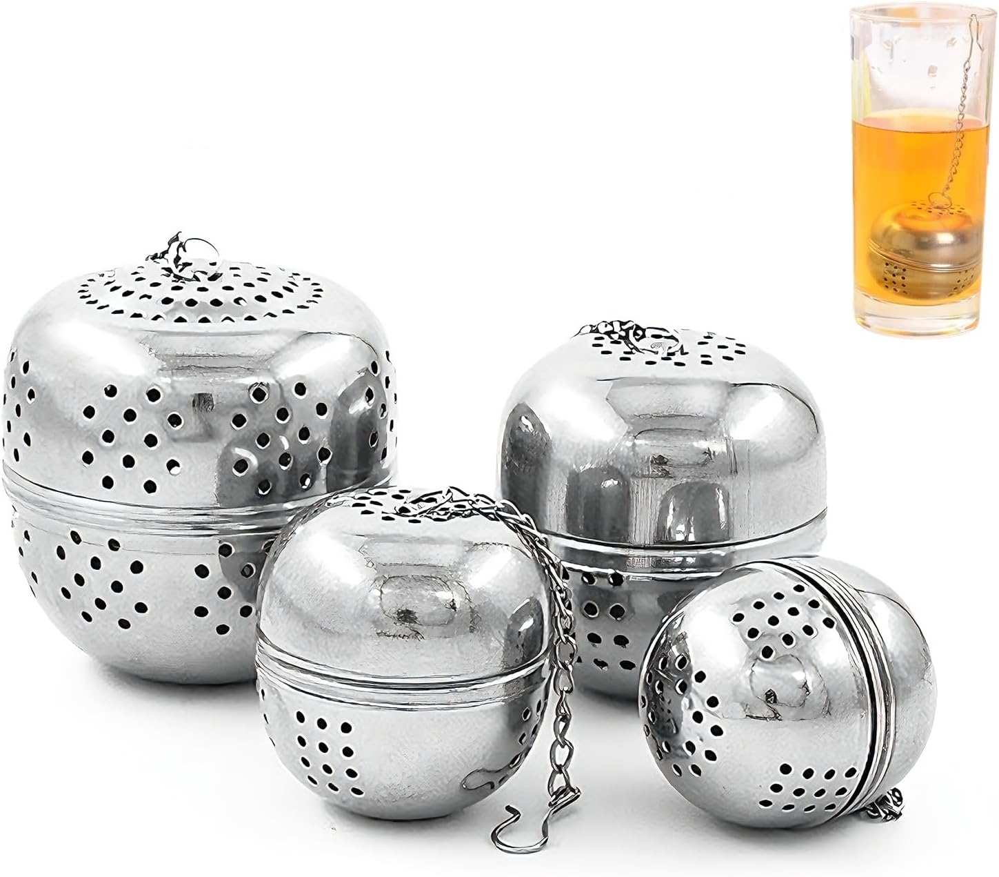 Amazon.com: Loose Tea Infuser Set of 4, 304 Stainless Steel Tea Infuser ...