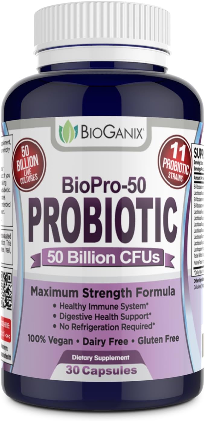 Amazon.com: BioGanix BIOPRO Probiotic 50 Billion CFU Live Cultures, 11 ...