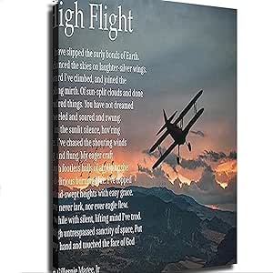 Amazon.com: High Flight Poem By John Gillespie Magee Jr Poster Wall Art ...