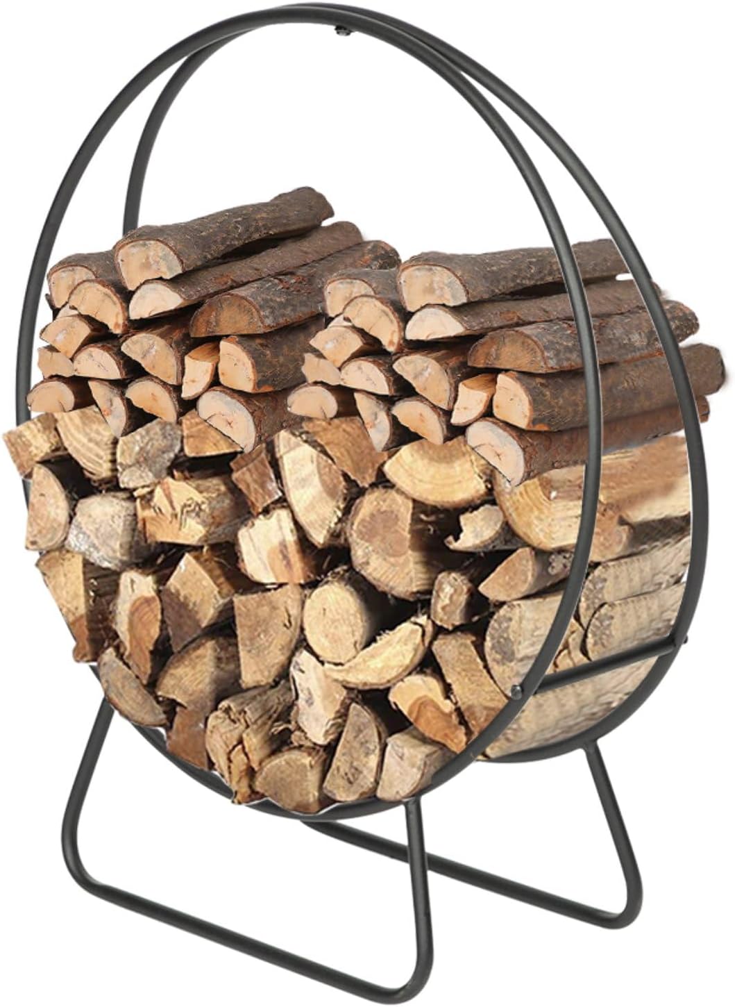 Amazon.com: KEPOOMAN 24” Firewood Rack Round Tubular Steel Wood Storage ...