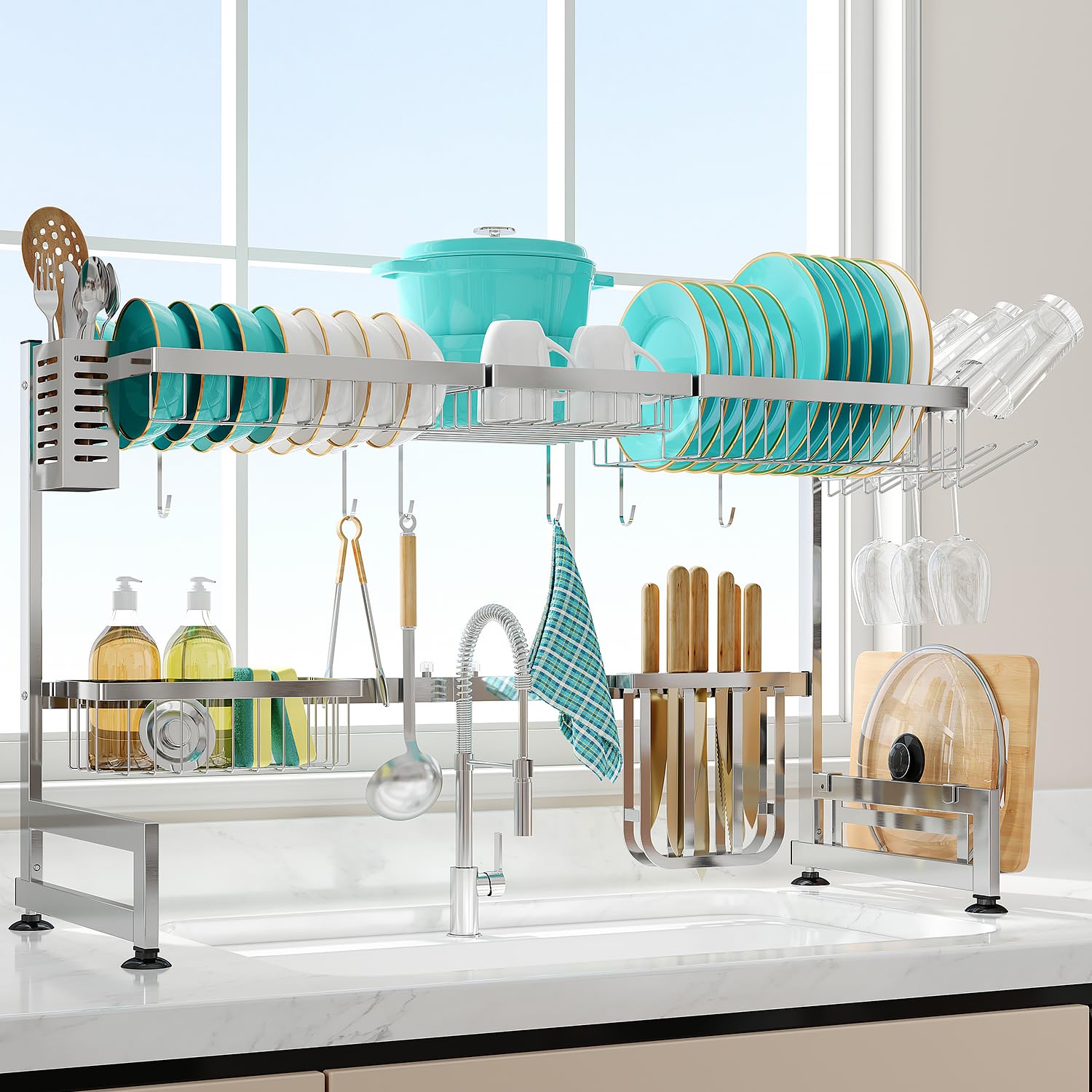 Amazon.com - MAJALiS Over Sink Dish Drainer Drying Rack, 2 Tier ...