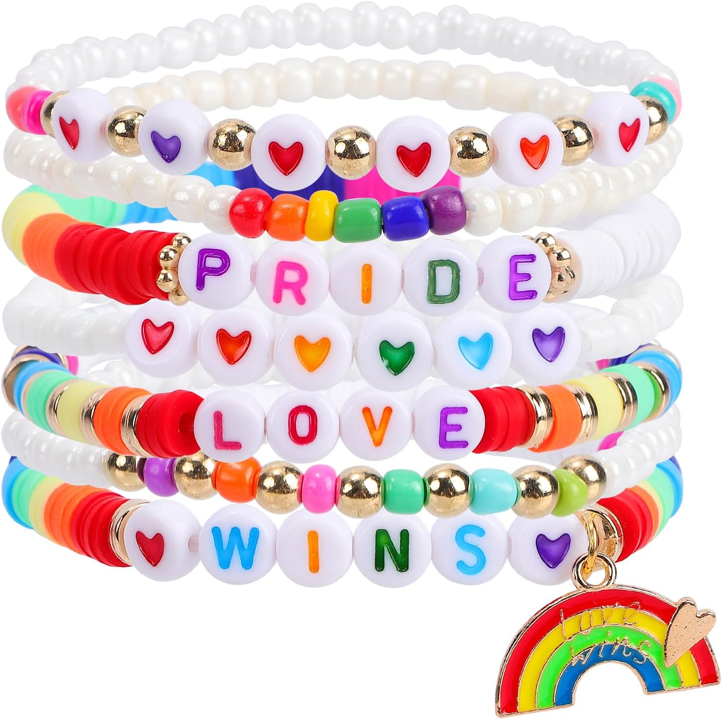 Risipu 7Pcs Gay Pride Bracelet LGBT Rainbow Bracelets Couple Wristband ...